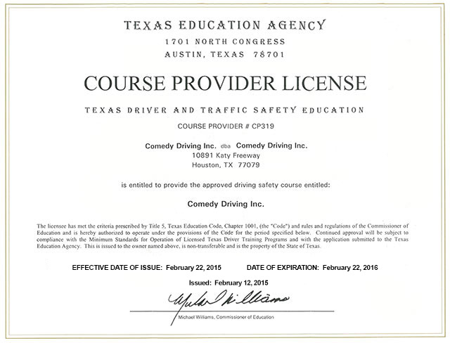 Comedian Certificate